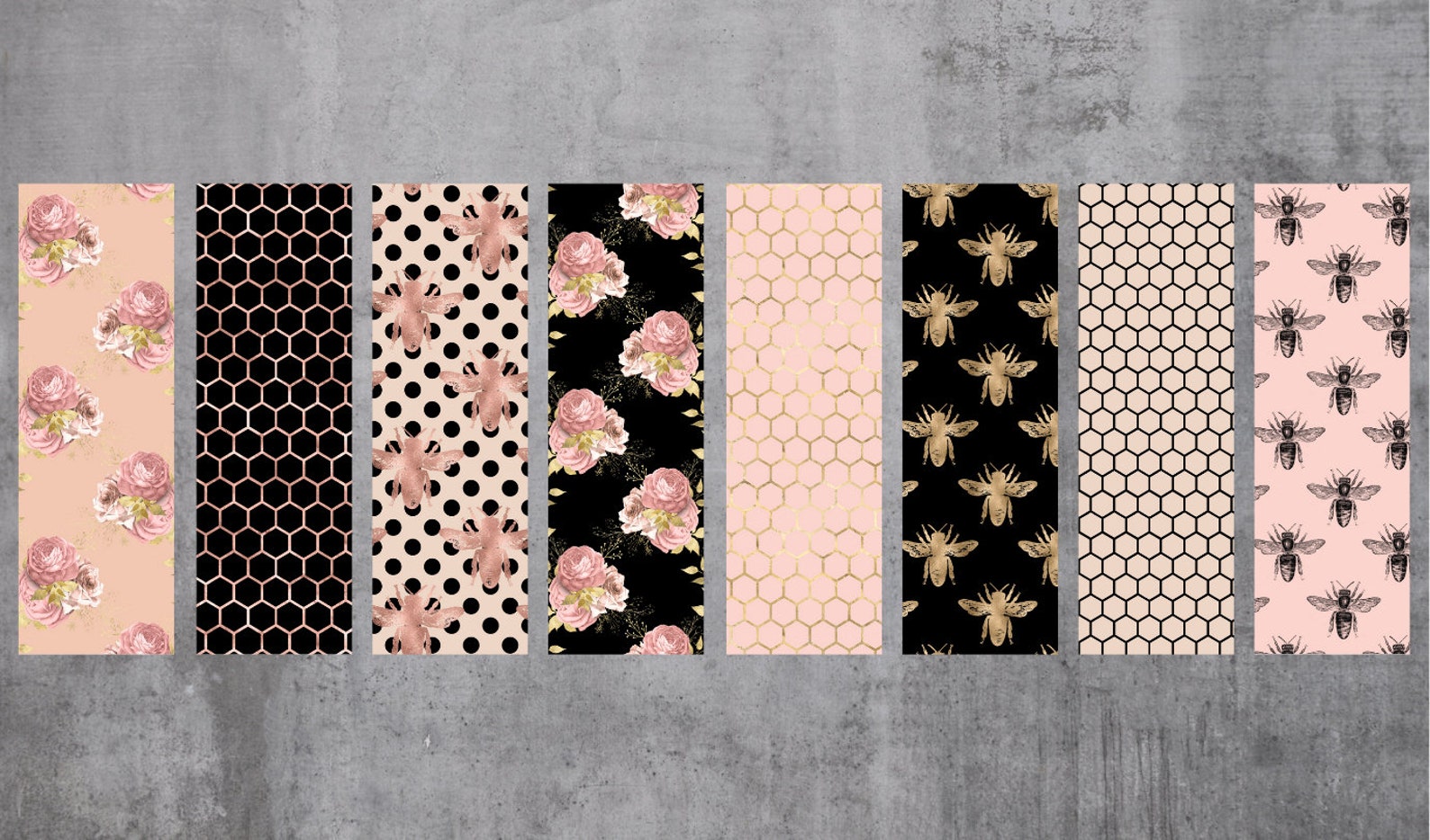 Printable Bee Bookmarks Template, Printable Bookmarks Set of 8 ...