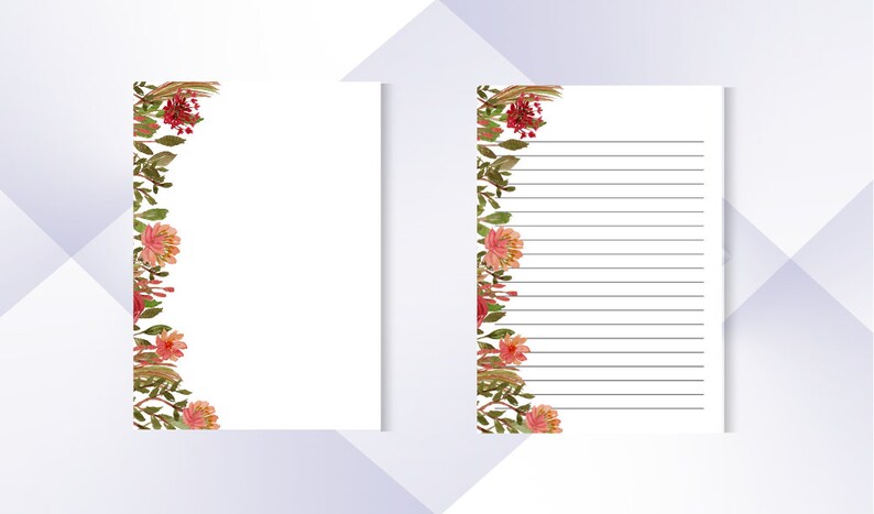 Printable Writing Paper With and Without Lines, Dairy Page Template ...