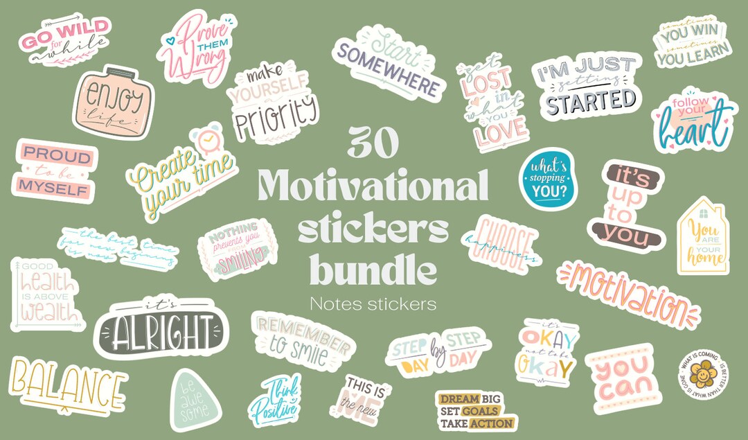 30 Motivational Digital Stickers Bundle INSTANT DOWNLOAD, Printable ...