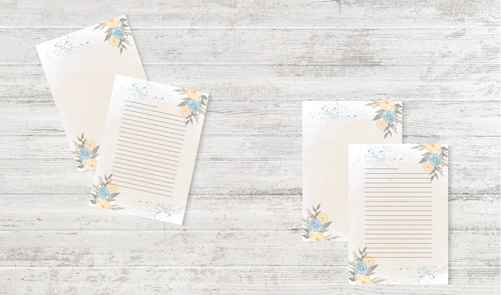 Printable Digital Diary Writing Paper With and Without Lines, Letter ...