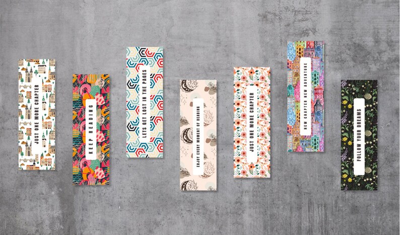 Printable Bookmarks Template, Printable Bookmarks Set of 7, Bookmarks ...