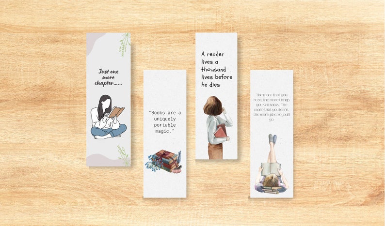 Printable Bookmarks Template Printable Bookmarks Set of 4 - Etsy