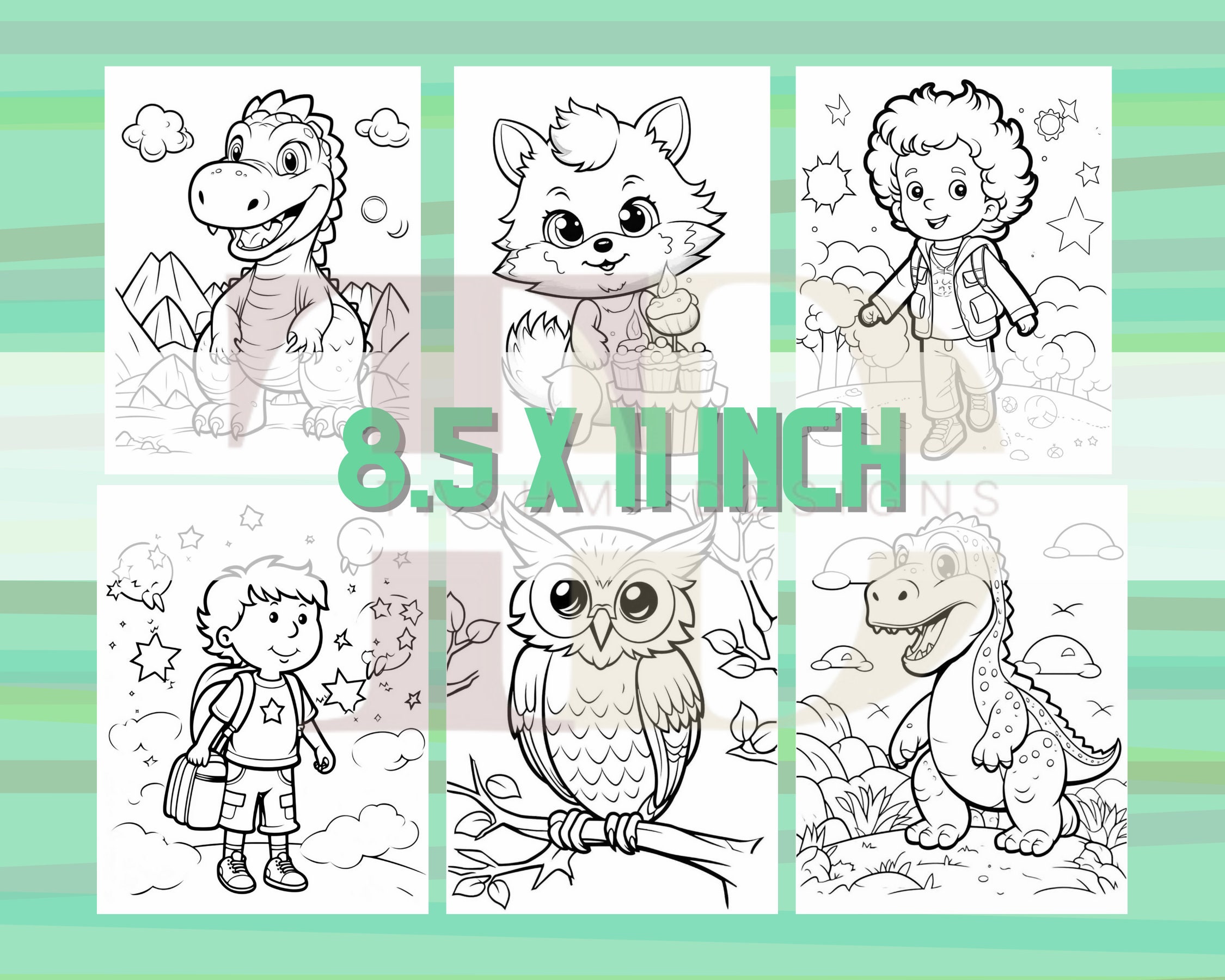 100 Page Kids Coloring Book, Printable, Instant Download, Summer Break ...