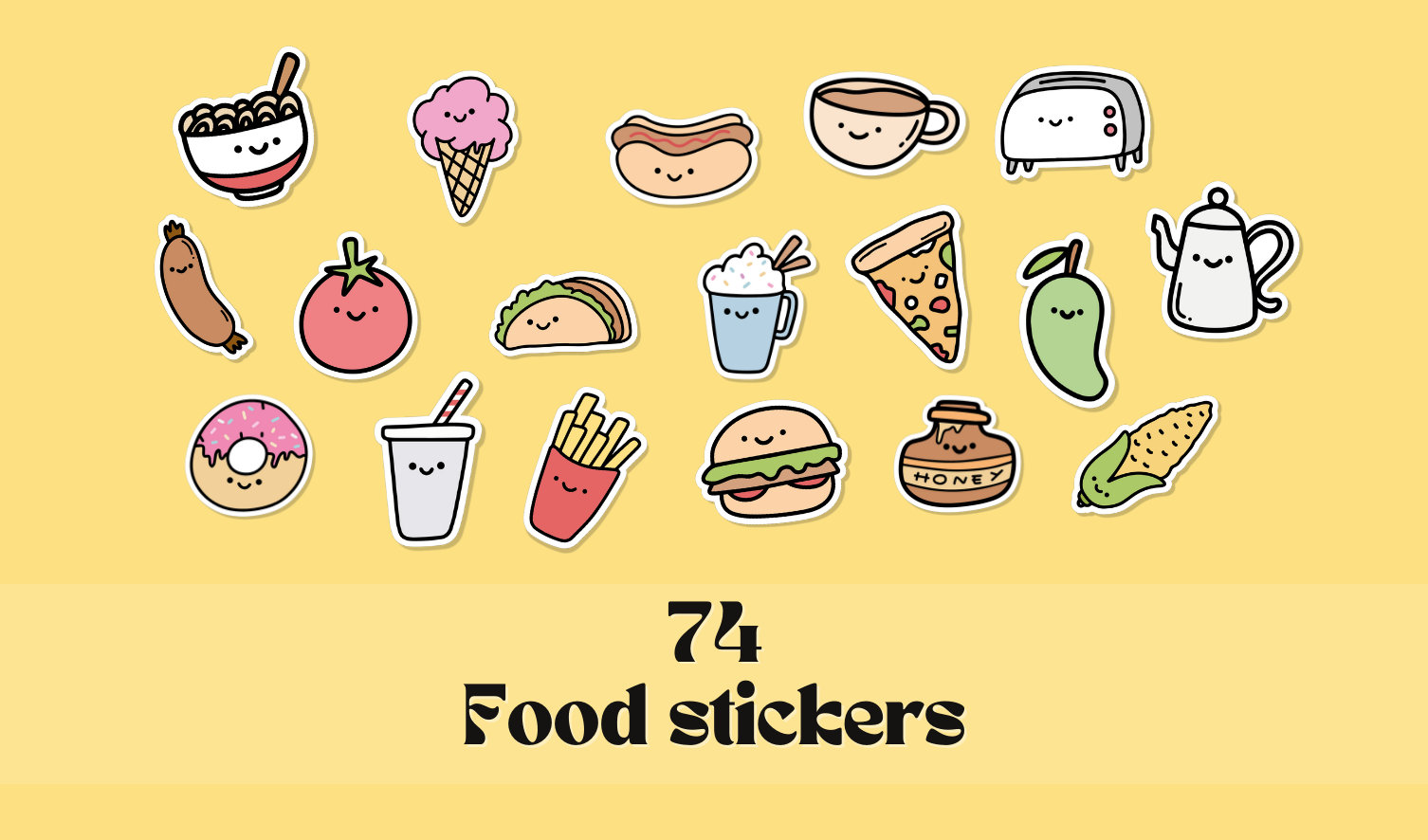 100 Food and Drinks Digital Stickers Bundle INSTANT DOWNLOAD, Printable ...