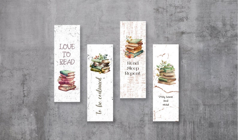 Printable Bookmarks Template, Printable Bookmarks Set of 4, Bookmarks ...