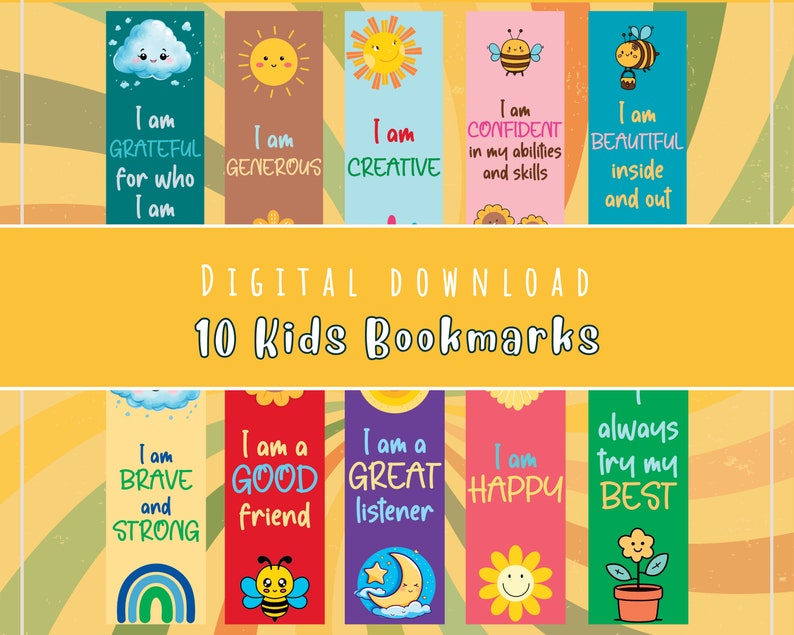 Printable Positive Affirmation Kid's Bookmarks Template, Children ...