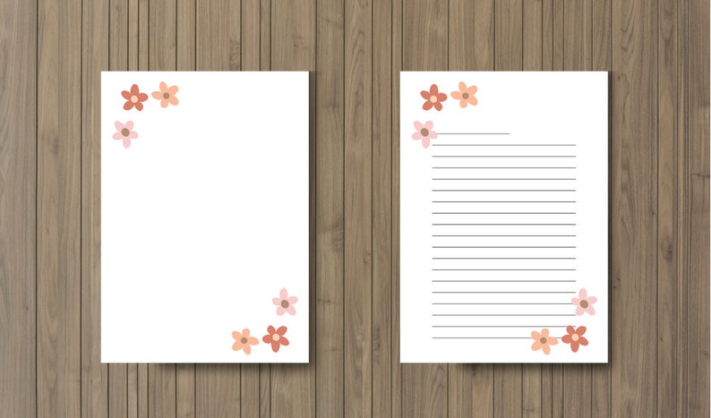 Cute Flowers Printable Writing Paper With and Without Lines, Dairy ...