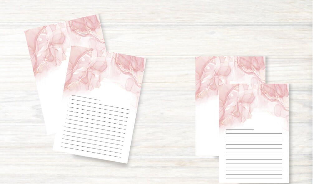 Printable Writing Paper With and Without Lines Cute Pink - Etsy
