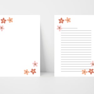 Cute Flowers Printable Writing Paper With and Without Lines, Dairy ...