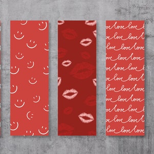 Printable Valentine's Bookmarks Template, Printable Bookmarks Set of 5 ...