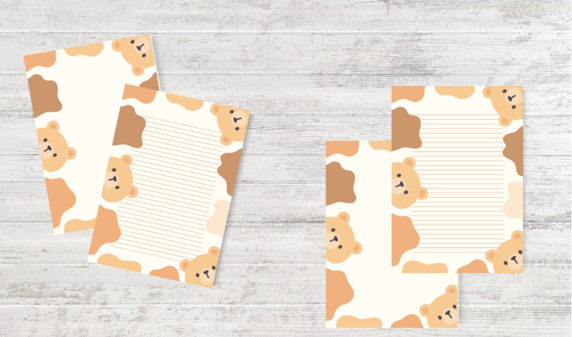 Cute Bears Border Printable Writing Paper With and Without Lines ...