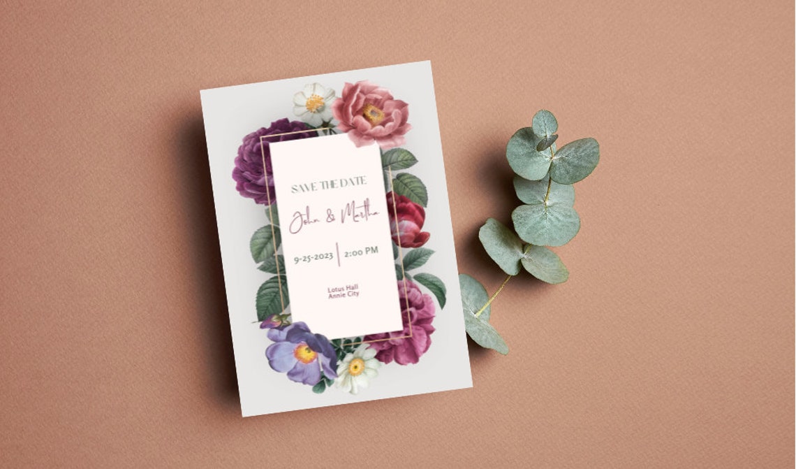 Editable Wedding Invitation Card Canva Design Template, Wedding Card ...