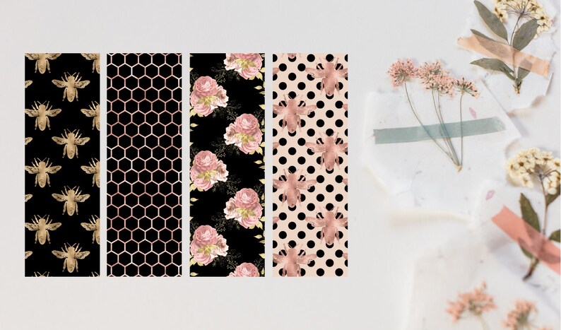 Printable Bee Bookmarks Template, Printable Bookmarks Set of 8 ...
