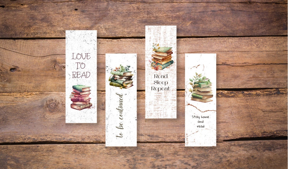 Printable Bookmarks Template, Printable Bookmarks Set of 4, Bookmarks ...