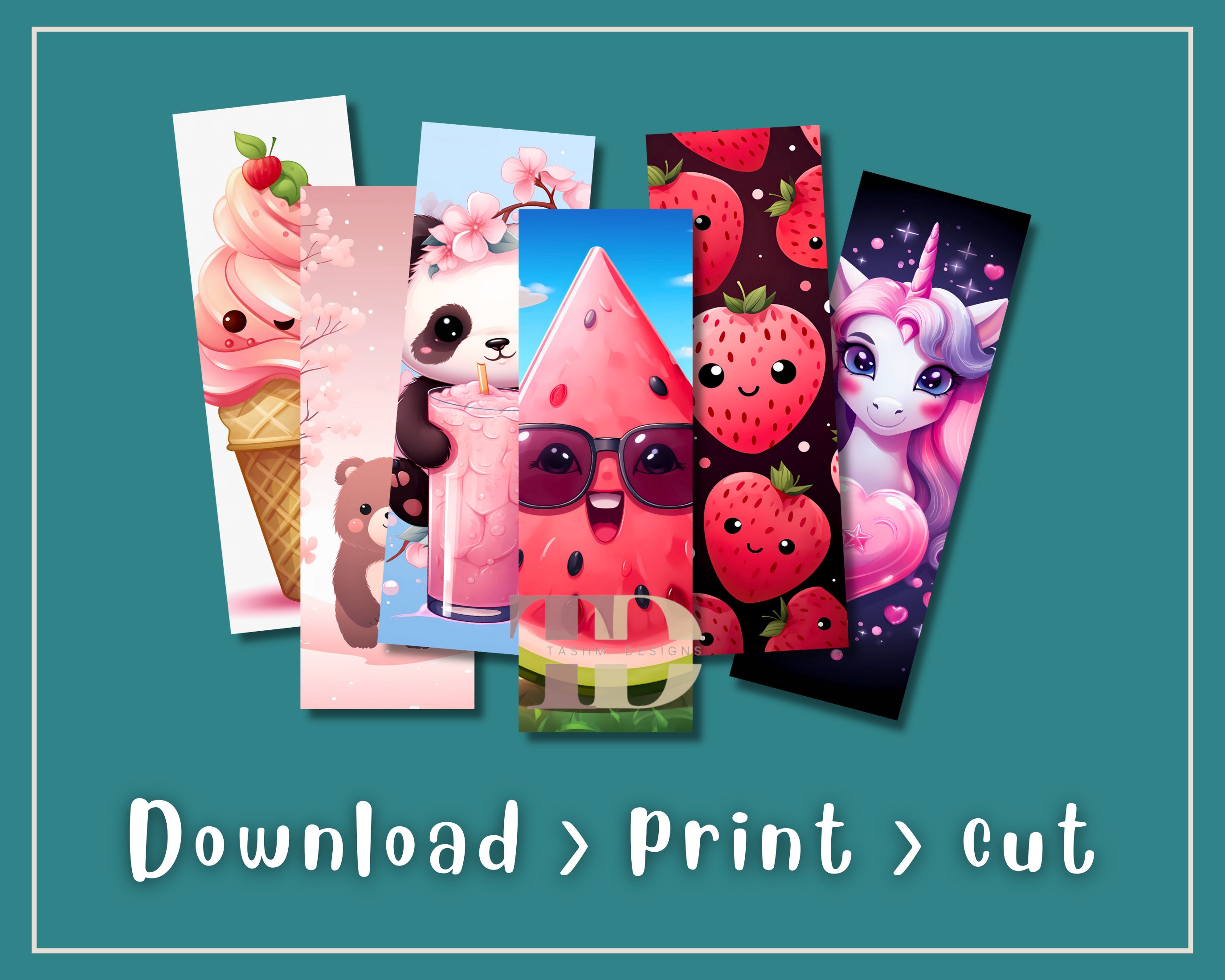 Printable Cute Kawaii Cartoon Bookmarks Template, Printable Bookmarks ...