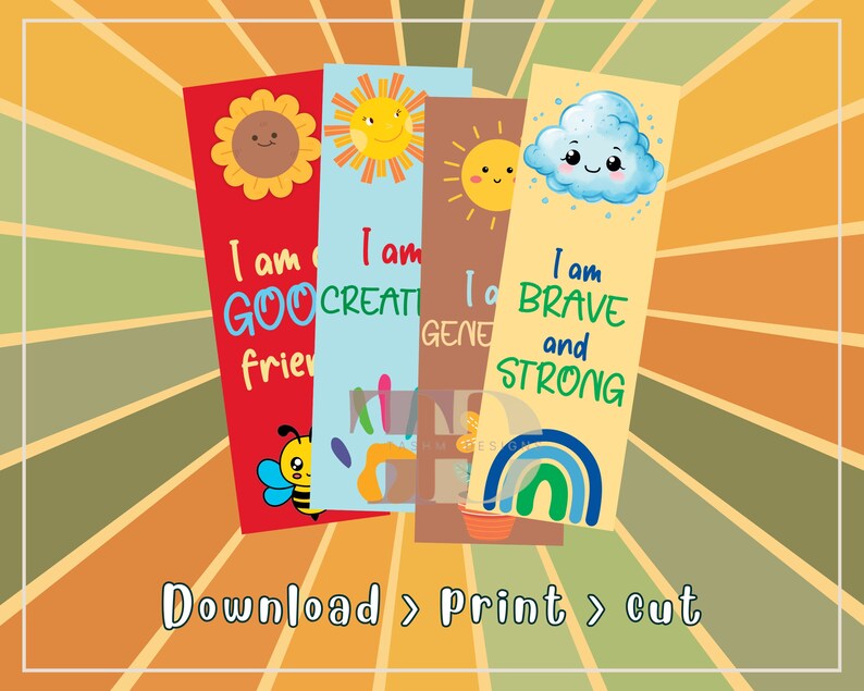 Printable Positive Affirmation Kid's Bookmarks Template, Children ...