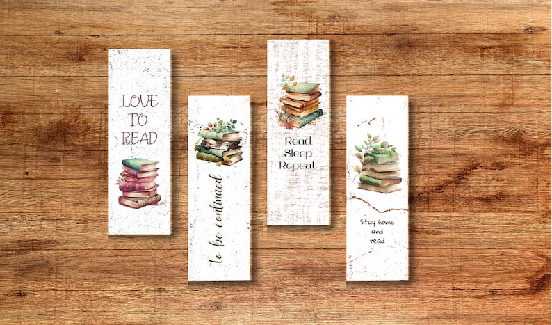 Printable Bookmarks Template, Printable Bookmarks Set of 4, Bookmarks ...