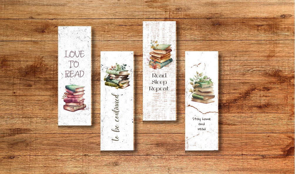 Printable Bookmarks Template, Printable Bookmarks Set of 4, Bookmarks ...