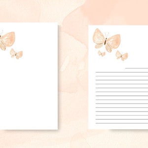 Butterfly Design Printable and Digital Writing Paper With and Without ...