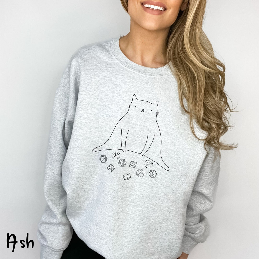 Dnd Gamer Sweatshirt, Cat Dice, Dnd Cat Shirt, Dungeons and Cats Shirt ...