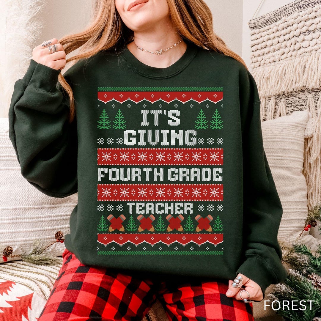 Fourth Grade Teacher Sweatshirt, Ugly Christmas Sweaters, Grade Level ...