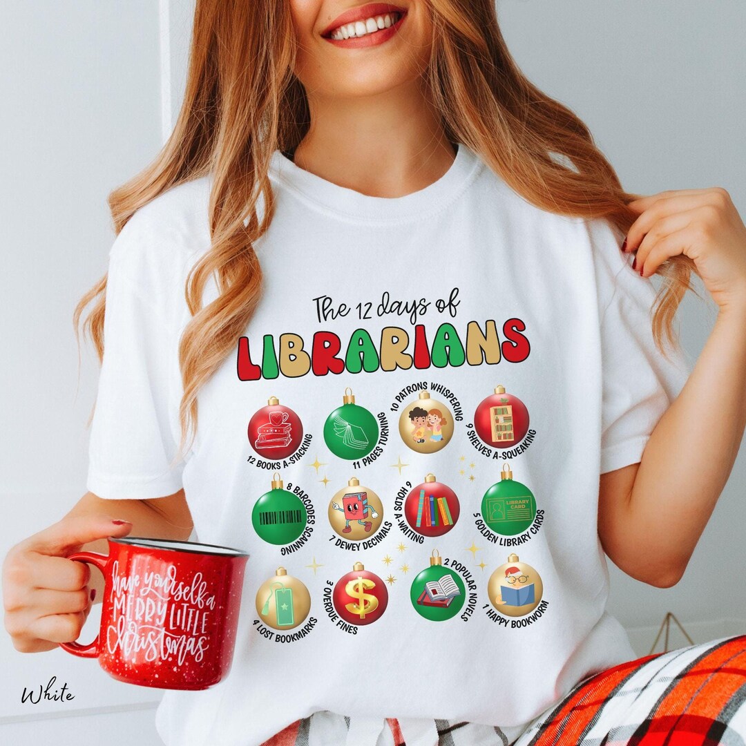 Librarian Shirt, Christmas Tee-shirt, Library Shirt, School Librarian ...