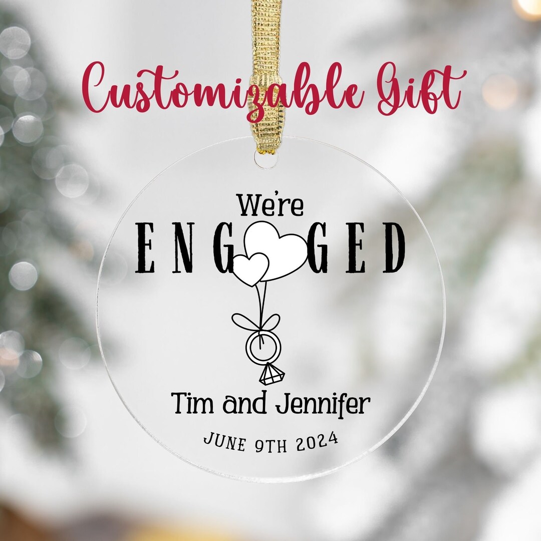 Newly Engaged Gift, Custom Engagement Keepsake, Engaged Couple Ornament ...