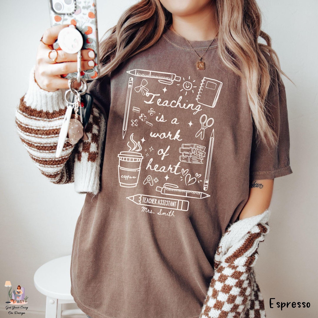 Teacher Assistant Shirt, Custom Name Teacher Shirt, Comfort Colors ...