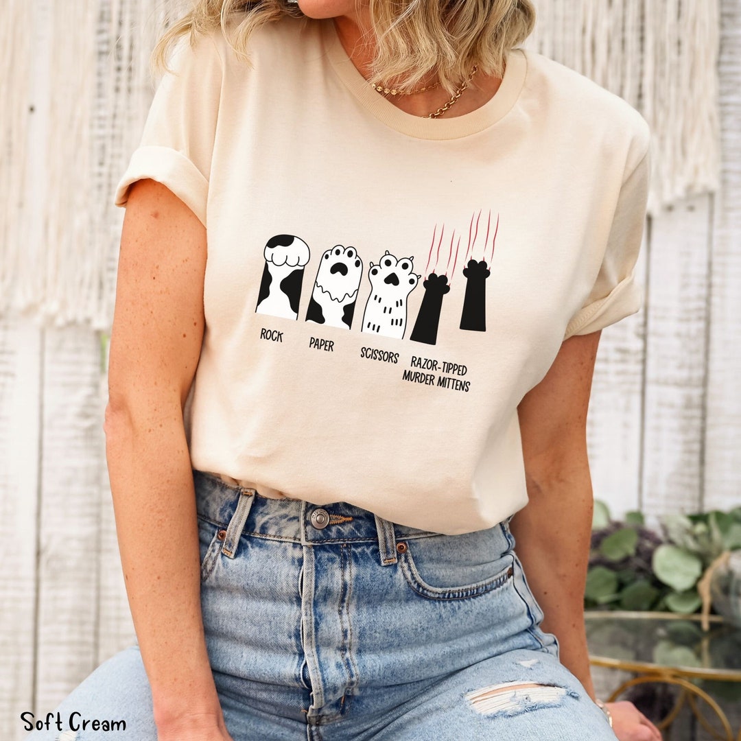 Rock Paper Scissors Shirt, Funny Cat Paw Shirt, Unisex Crewneck Shirt ...
