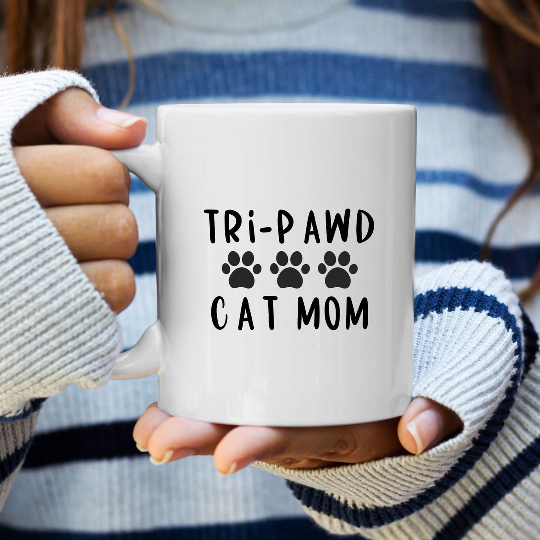 Tripod Cat Gifts, Three Legged Cat Gift, Tripod Cat Mom Mug, Tripod Cat ...