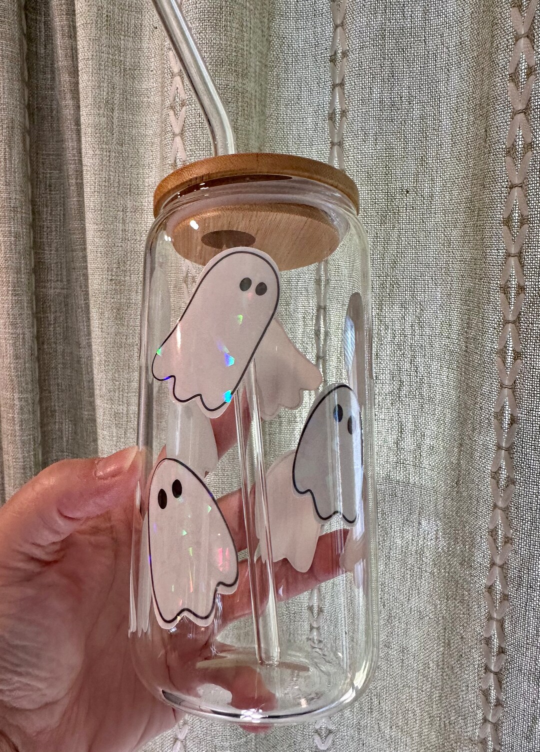 Holographic Ghost Cup, Glass Ghost Cup, Ghost Tumbler - Etsy