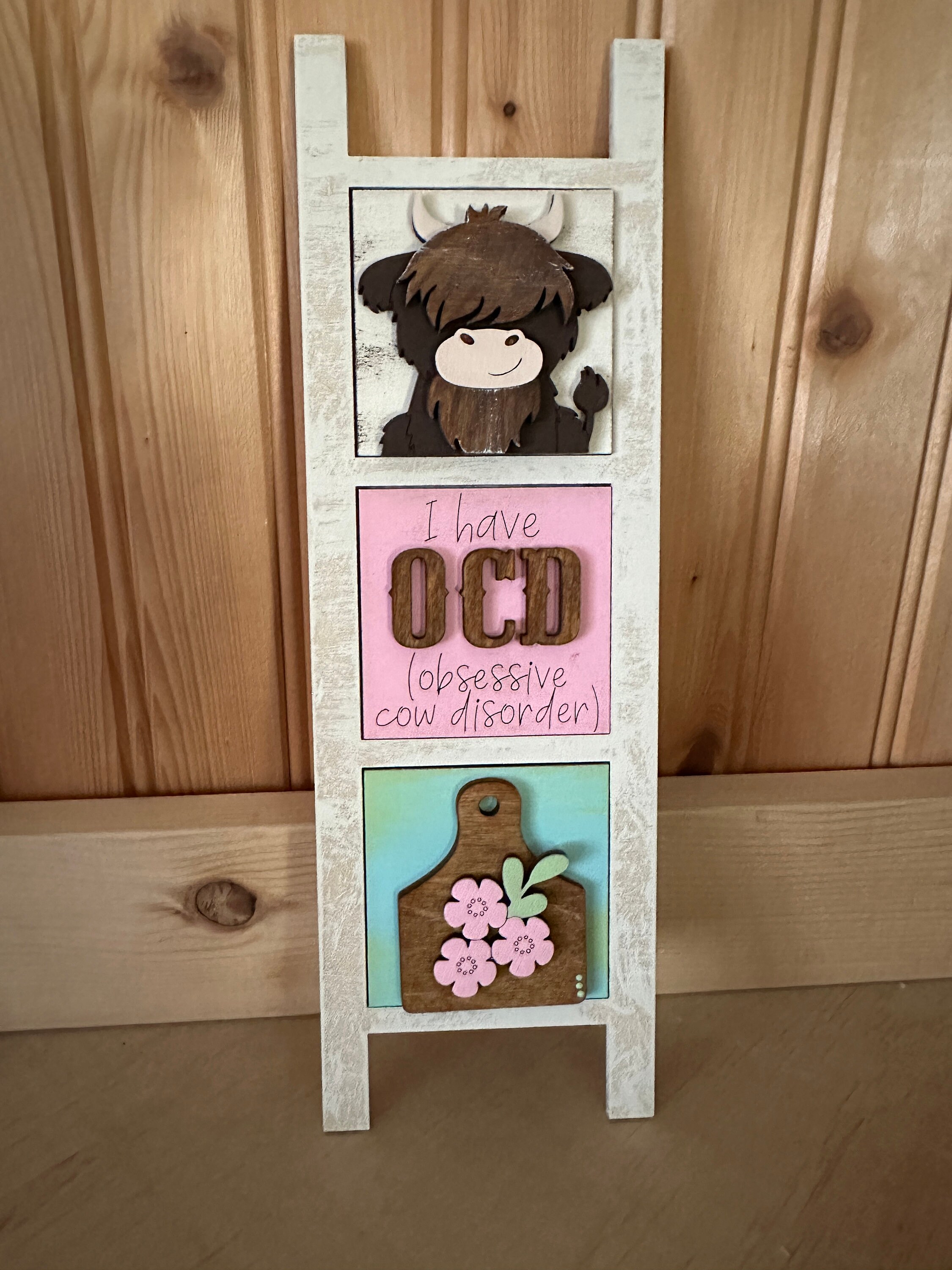 MINI Highland Cow Leaning Ladder Highland Cow - Etsy