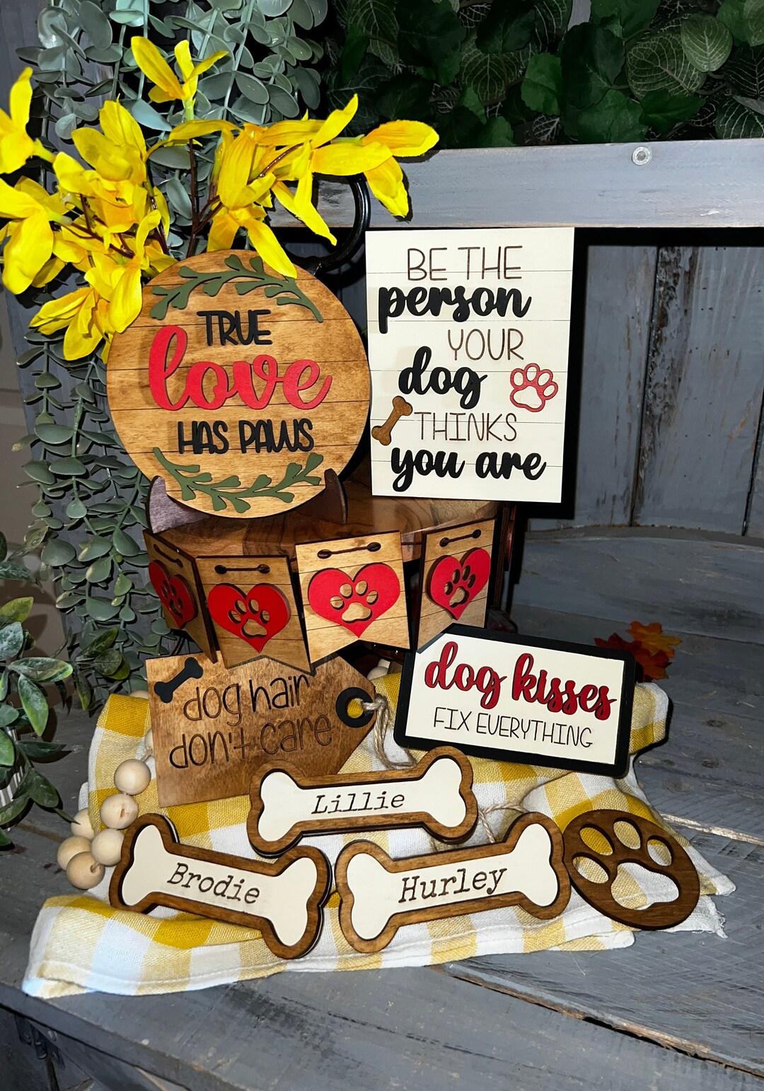 Dog Tiered Tray Decor, Dog Mom, Dogs, Decor, Dog Lover, Wood Decor ...