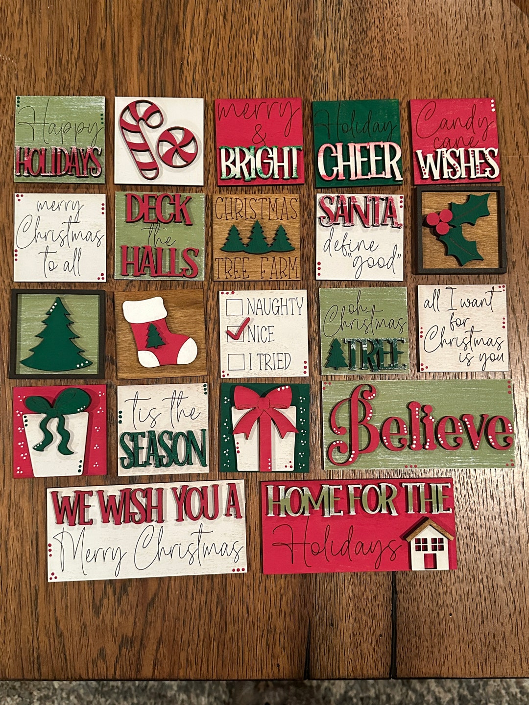MINI (2.3 X2.3) Christmas Tiles, Christmas Tiered Tray Decor, Mini ...