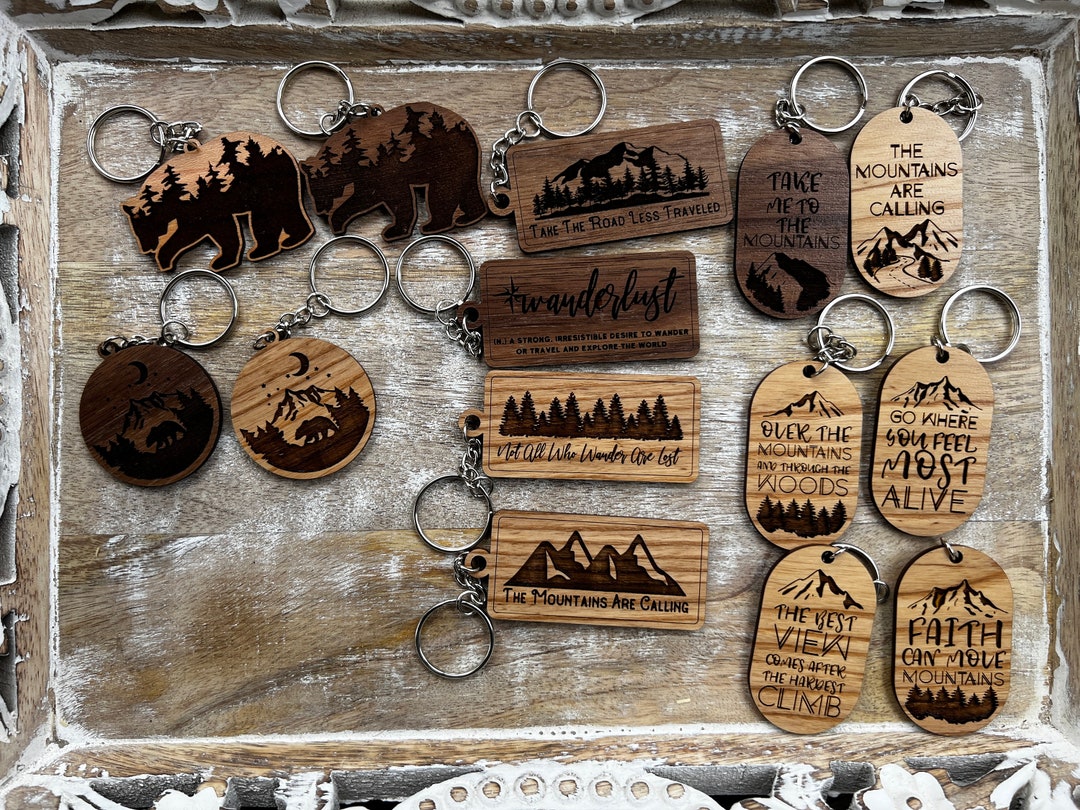Mountain Sayings Keychains, Inspirational Quotes, Bear Keychain ...