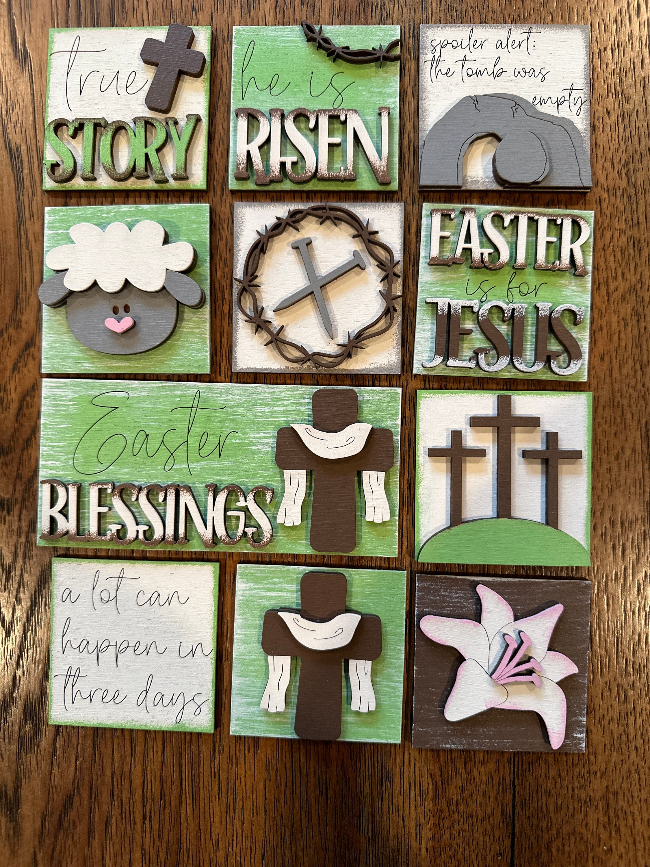 MINI 2.3 X 2.3 Easter Tiles, Leaning Ladder Interchangeable Inserts, Easter Lamb, Happy Easter ...