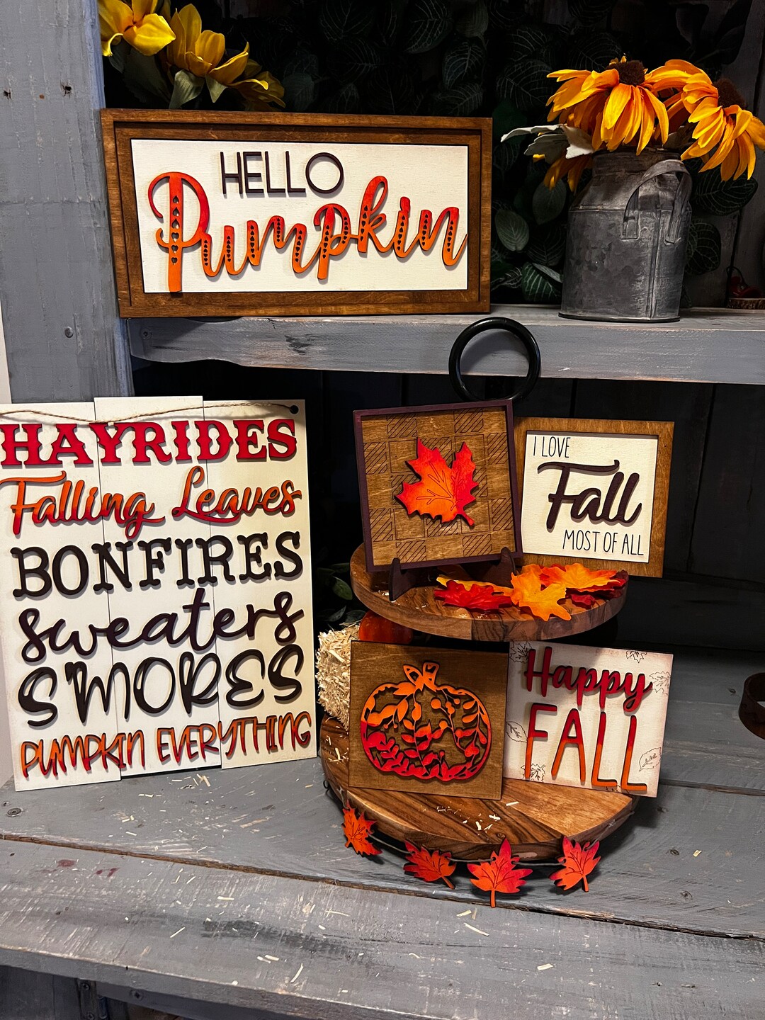 I Love Fall Decor Mini 3D Signs Fall Tiered Tray Decor - Etsy
