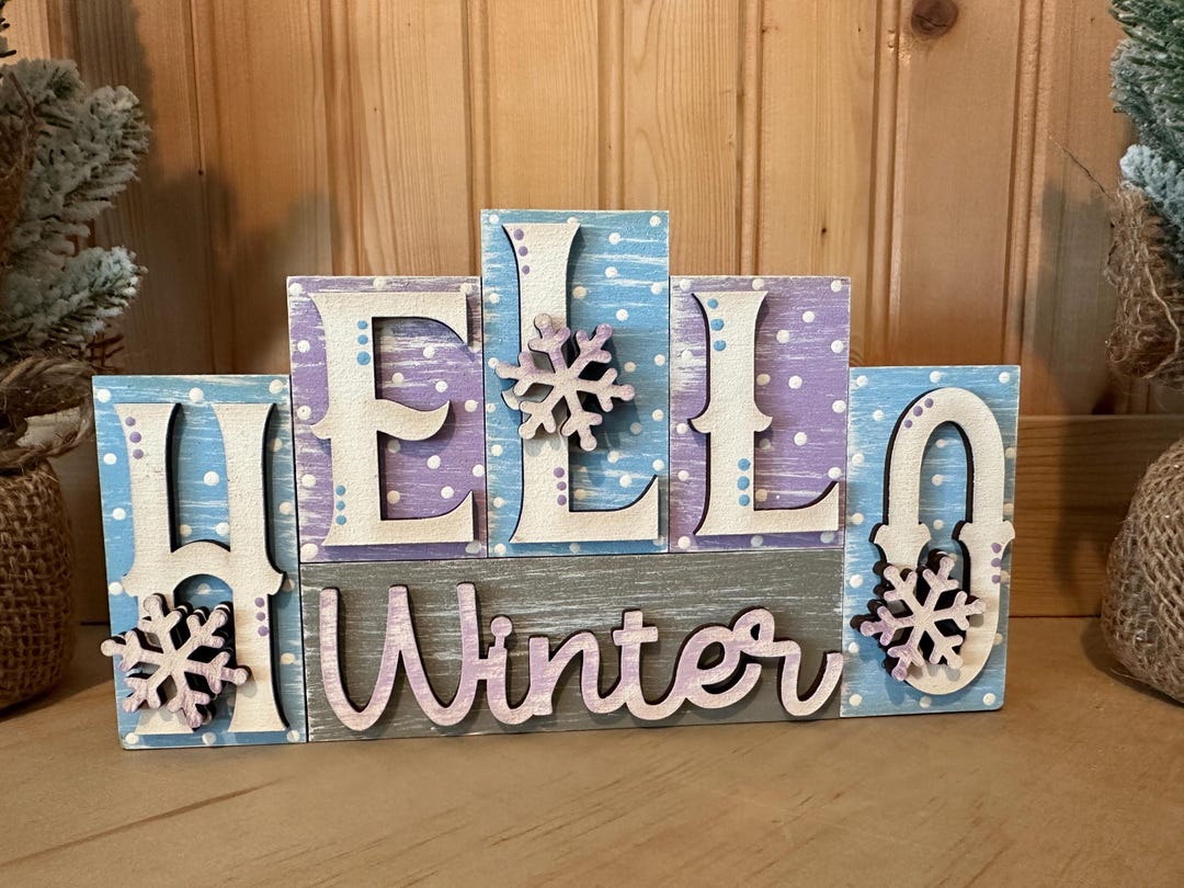 Hello Winter Standing Word Block, Chunky Word Block, Christmas Word ...