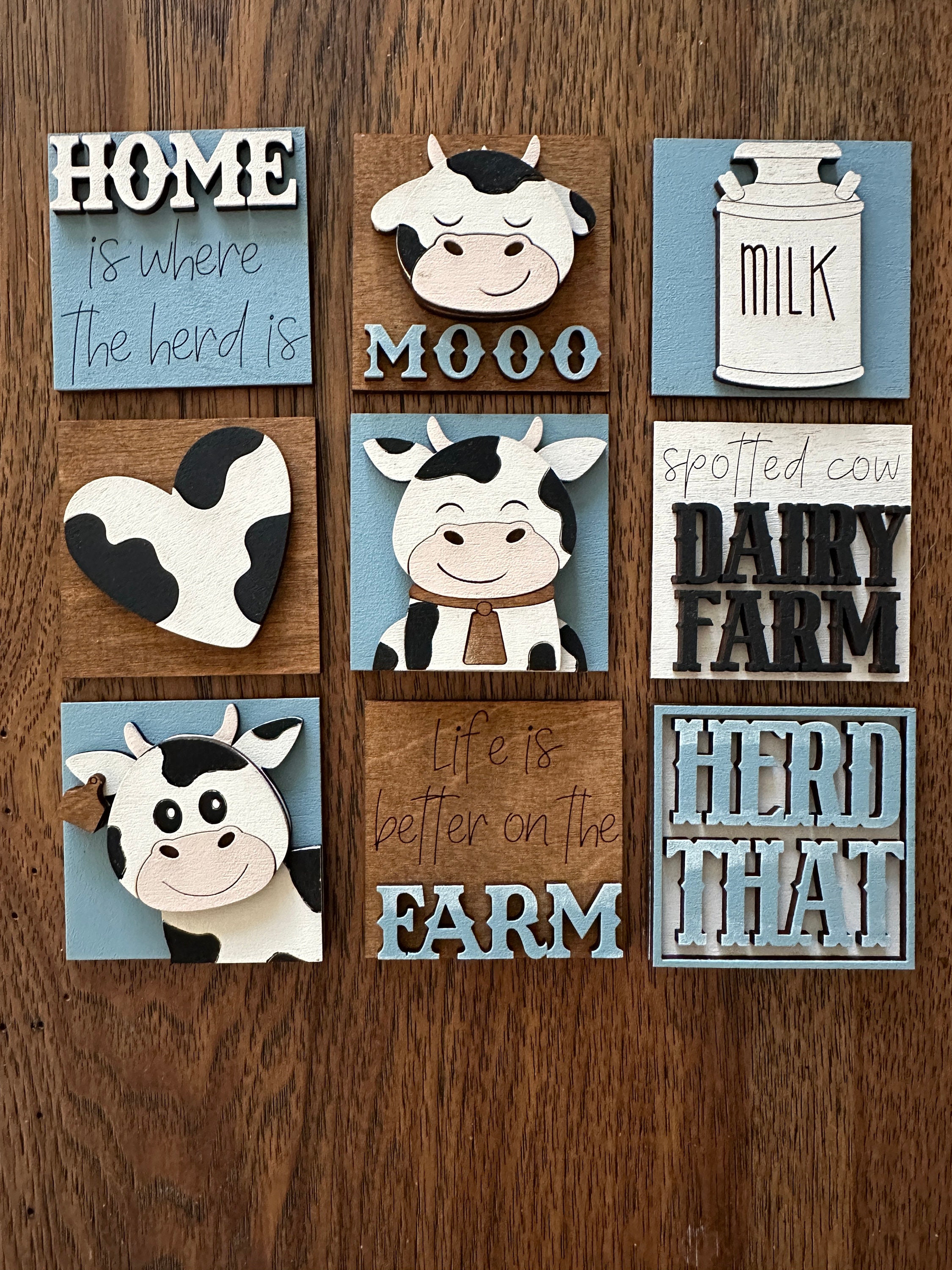 MINI Cow Interchangeable Signs Cow Tiered Tray Decor Cow - Etsy