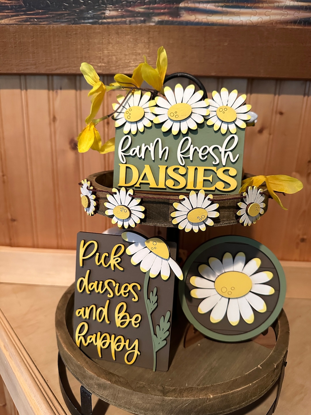 Daisy Tier Tray Decor, Daisy Decor, Farm Fresh Daisies, Farmhouse Decor ...