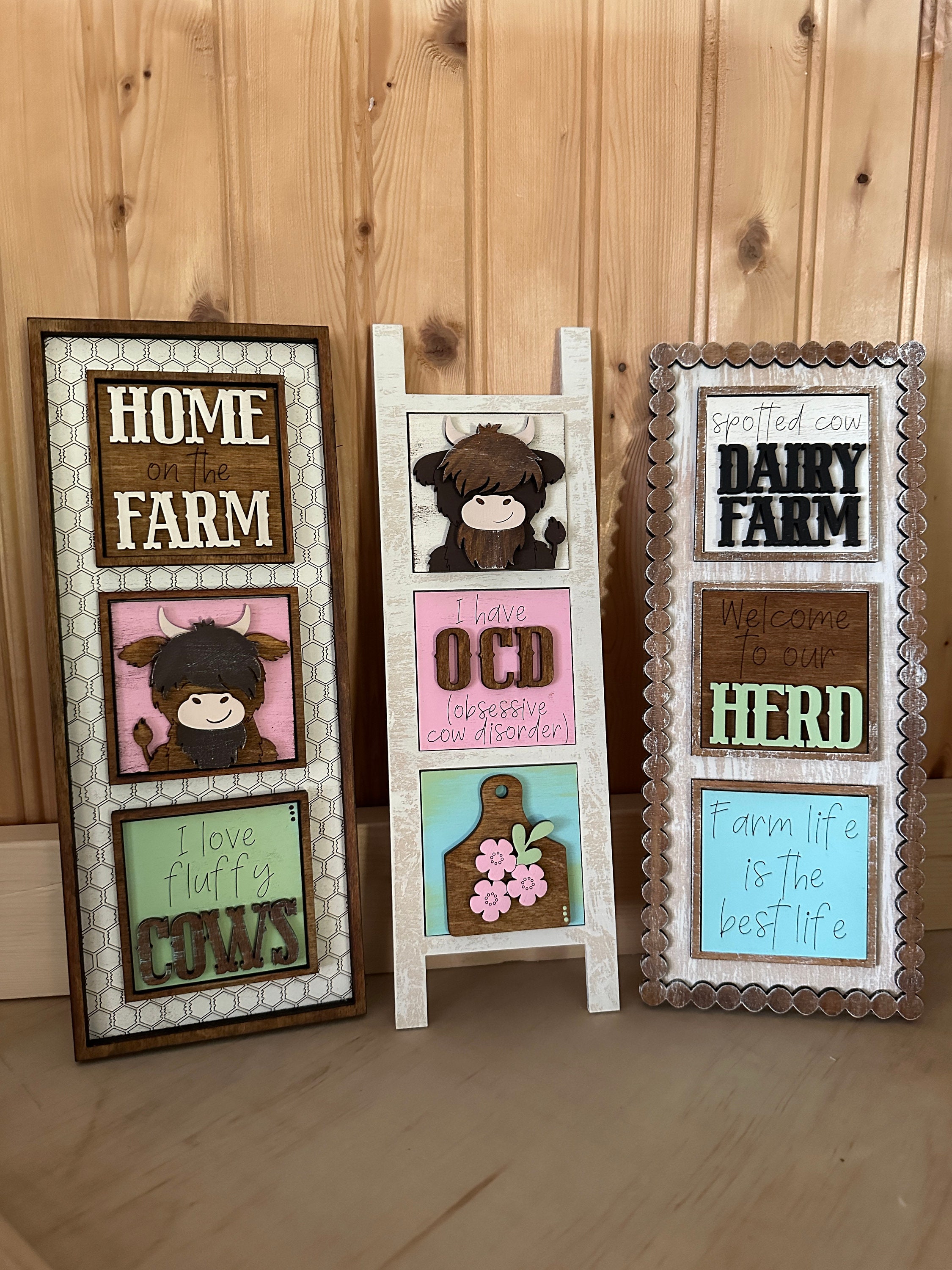 MINI Highland Cow Leaning Ladder Highland Cow - Etsy