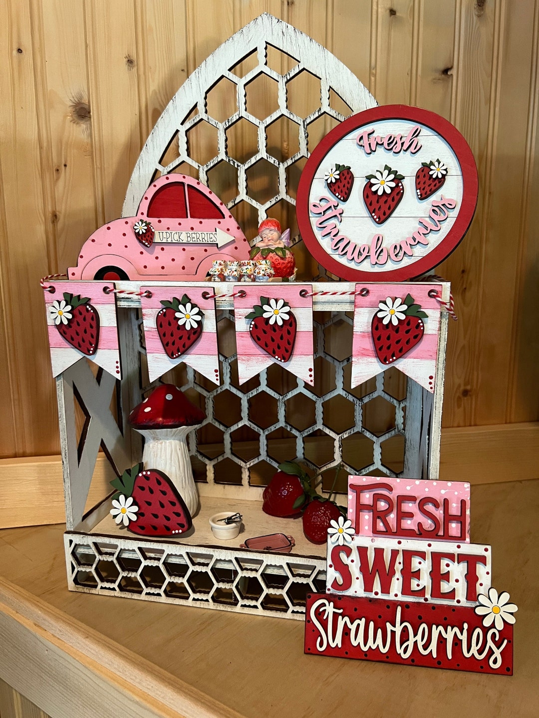 Strawberry Tiered Tray Decor, Fresh Strawberries, Strawberry Banner ...