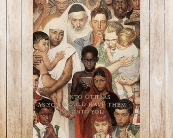 Norman Rockwell Print, the Golden Rule Original Painting for Post Cover ...