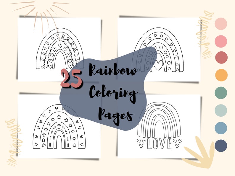 25 Cute Printable Boho Rainbows Coloring Pages for Kids & Adults ...