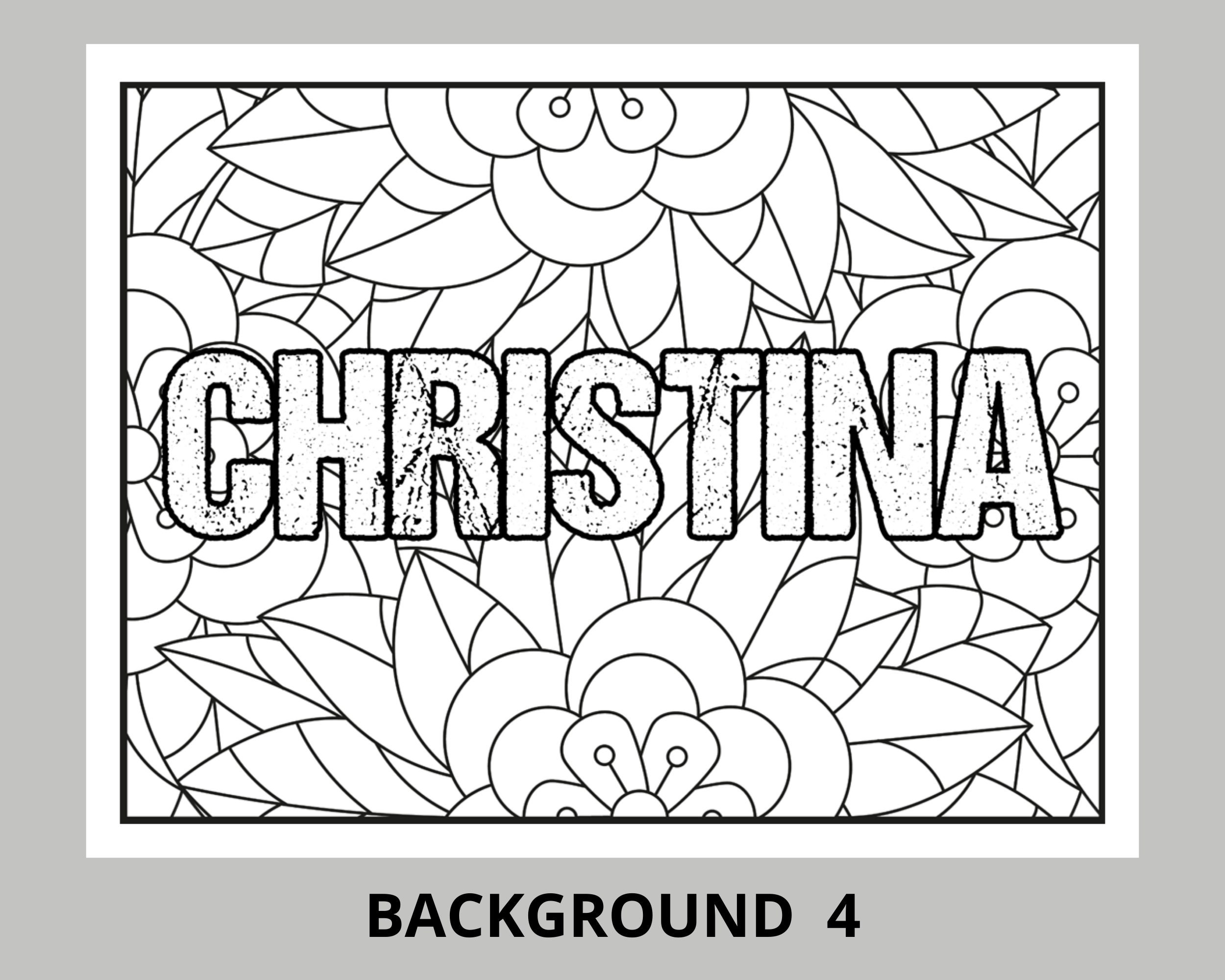 Custom Name Coloring Pages, Printable Boho Floral Background ...