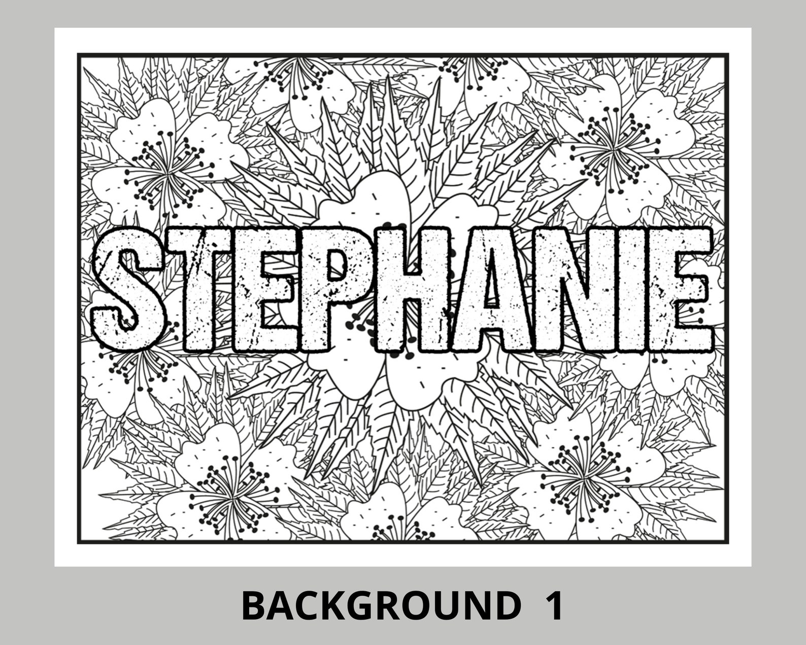 Custom Name Coloring Pages, Printable Boho Floral Background ...