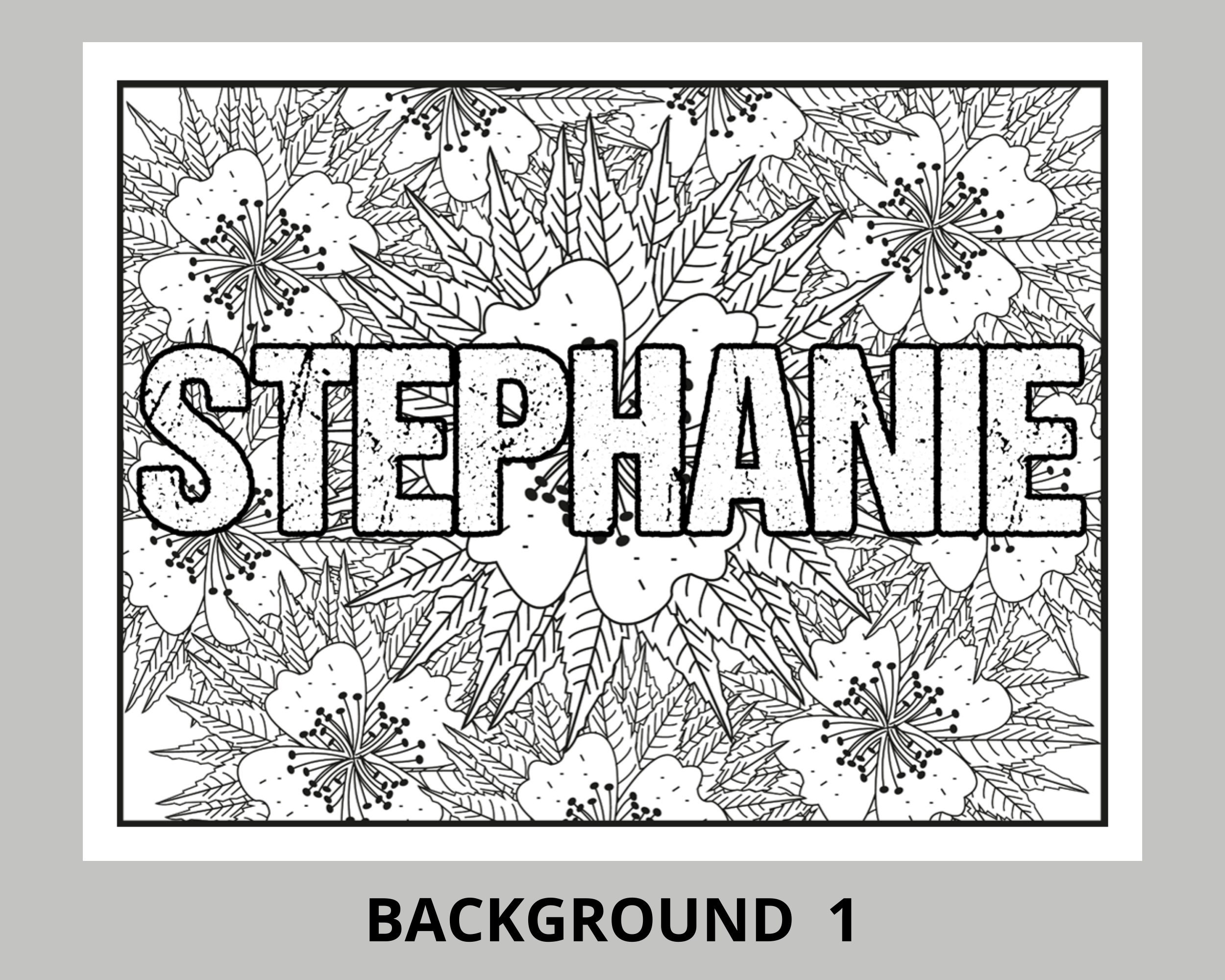 Custom Name Coloring Pages, Printable Boho Floral Background ...