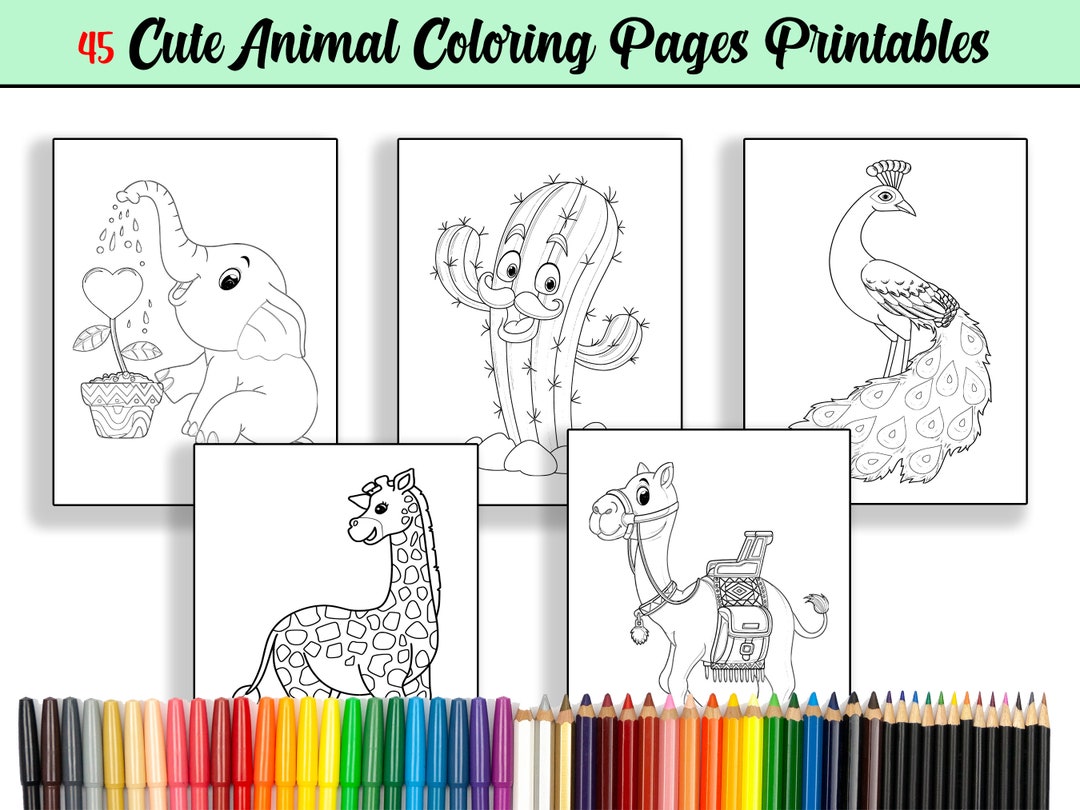 45 Cute Animal Coloring Pages, Printable Cute Animal Coloring Book ...