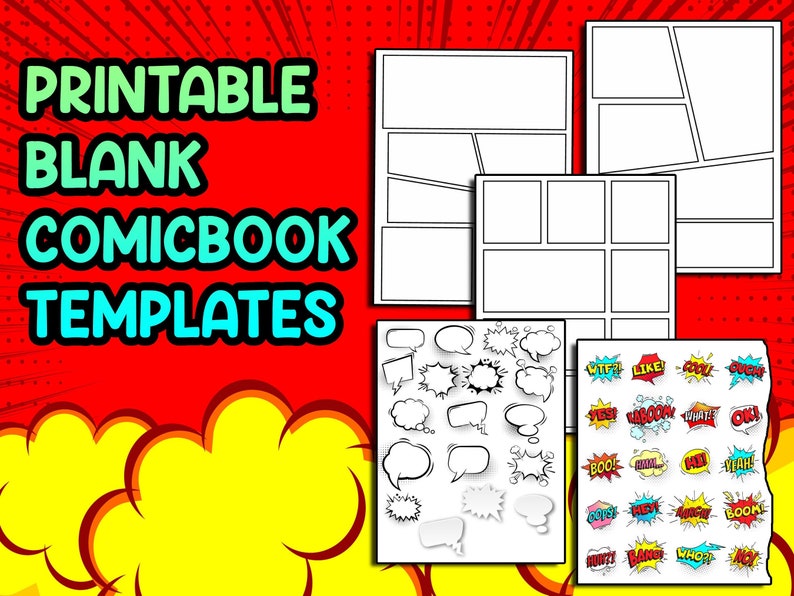 Printable Blank Comic Book Templates, Pages Manga Strip Journal ...