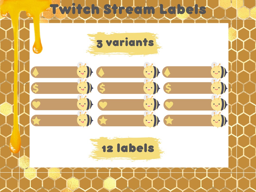 Cute Bumble Bee Aesthetic Twitch Alert Overlay Label Pack, Pre-made ...